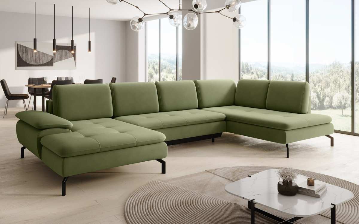 Designer Sofa Verila U mit Schlaf- und Klappfunktion